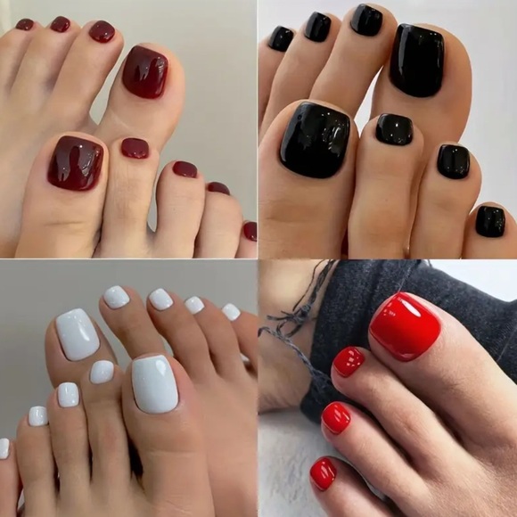 Beauty Nail | Makeup | 96 Pcs Glossy Toenails Polish Set Red Black ...